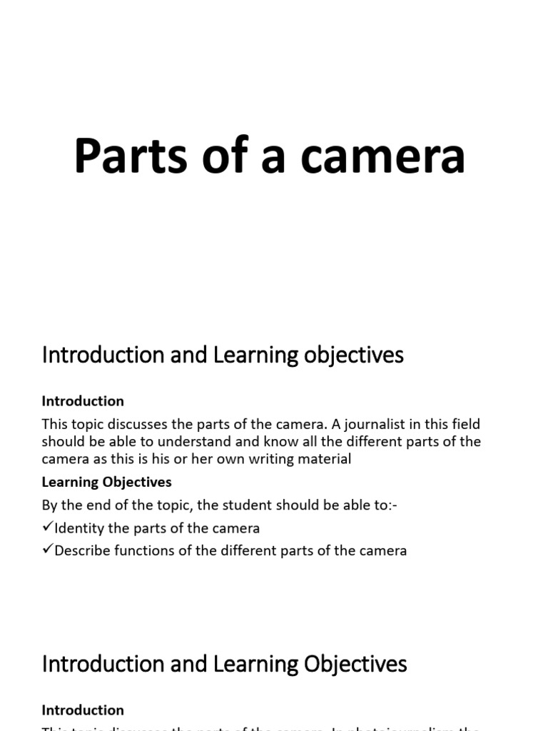 Understanding Camera Parts and Functions | PDF | Camera | Single Lens ...