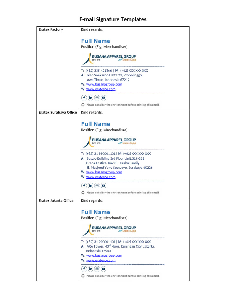E-Mail Signature Template | PDF