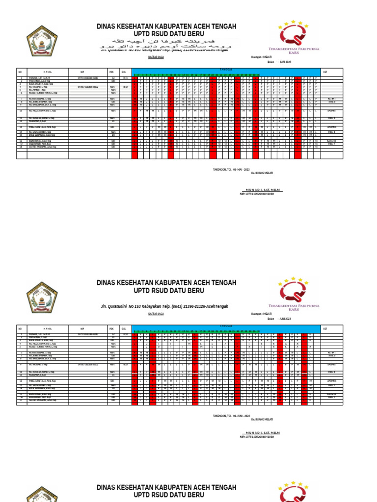 Daftar Jaga Bulan Mei | PDF