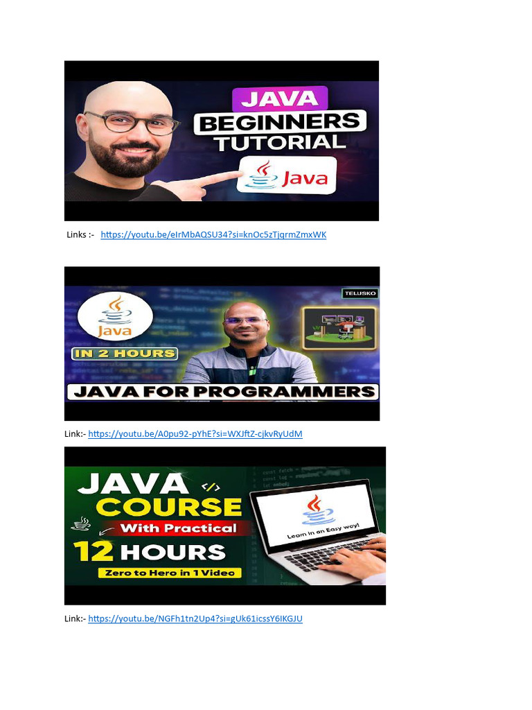 Master Java Free Youtube Links | PDF