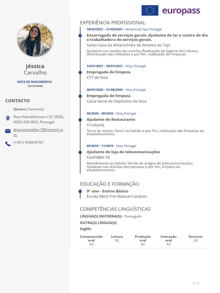 CV Da Jessica | PDF | Portugal
