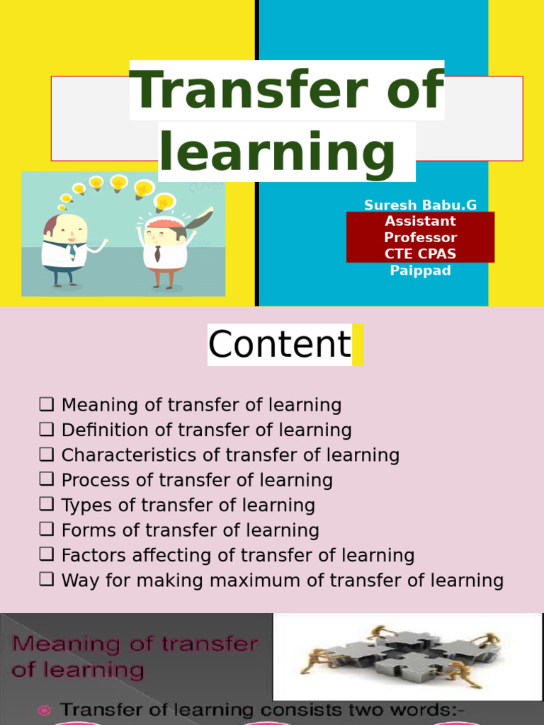 Transfer of Learning | PDF | Learning | Psychological Concepts