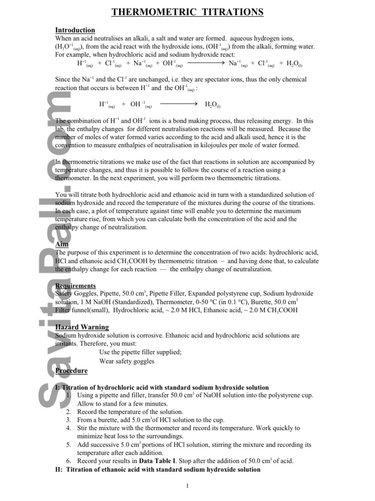 Thermometric Titrations | PDF