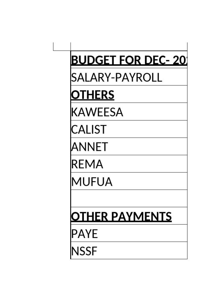 Dec Budget | PDF