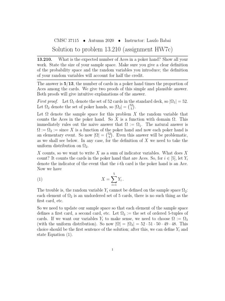 aces | PDF | Random Variable | Function (Mathematics)