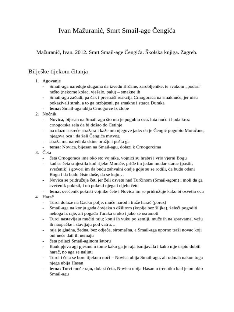 smrt smail-age čengića (dnevnik) | PDF
