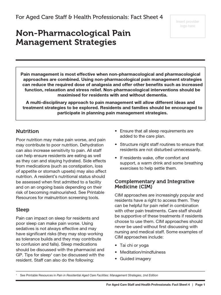 3f_Fact4_Staff-_Non-Pharm_Pain_Strategies | PDF | Pain Management | Pain