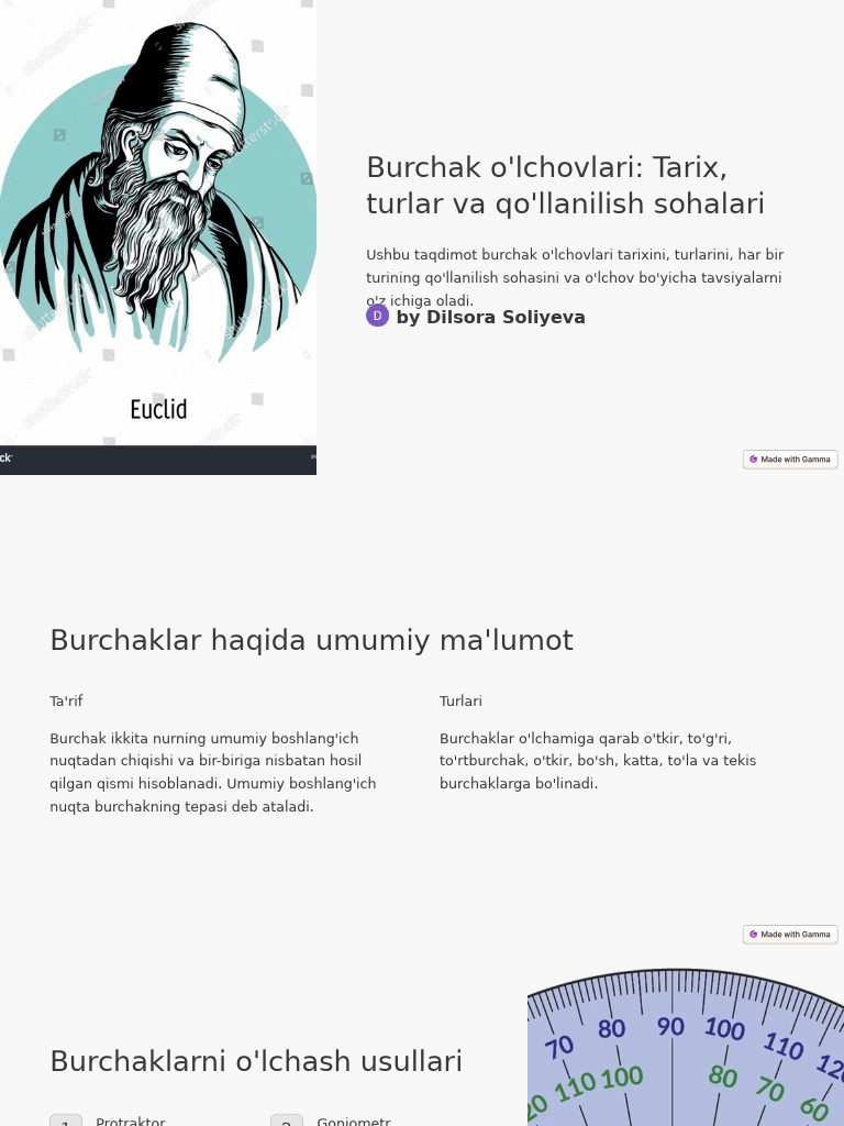 Burchak Olchovlari Tarix Turlar Va Qollanilish Sohalari | PDF