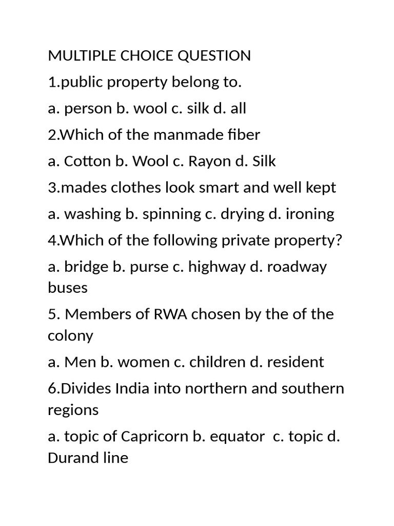 MULTIPLE CHOICE QUESTION | PDF