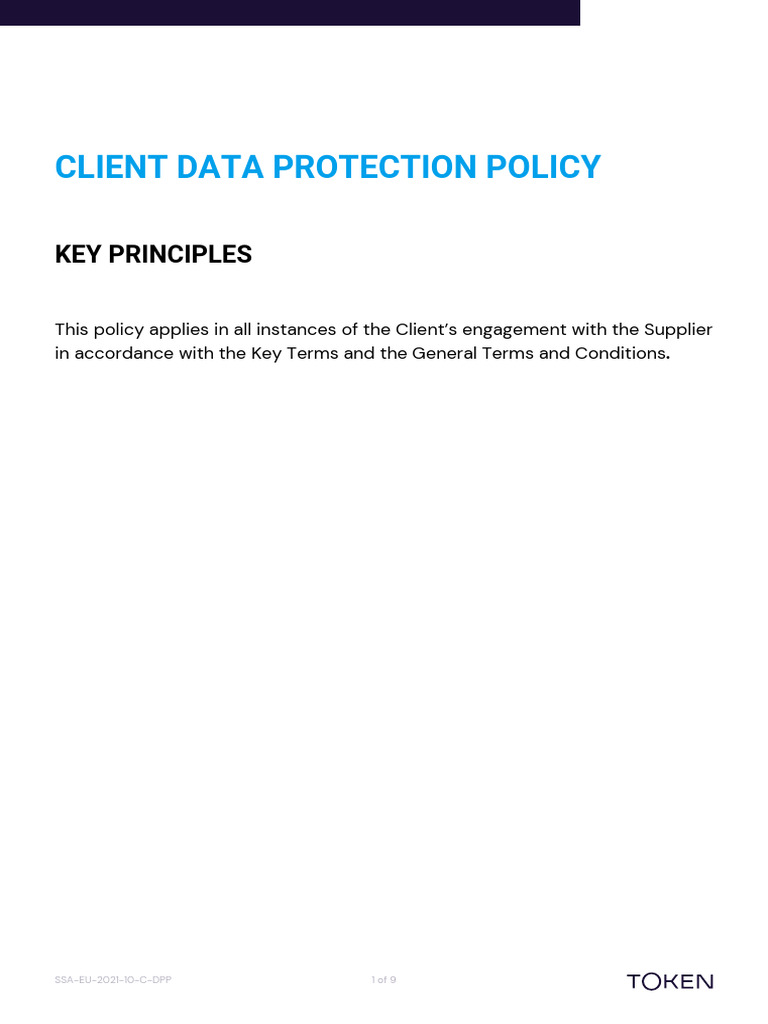 SSA EU 2021 10 C DPP Client Data Protection Policy | PDF | Information ...