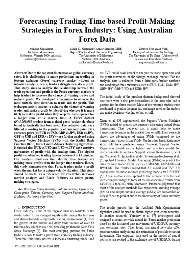 Forecasting Trading-Time Based Profit-Making Strategies in Forex Industry: Using Australian ...