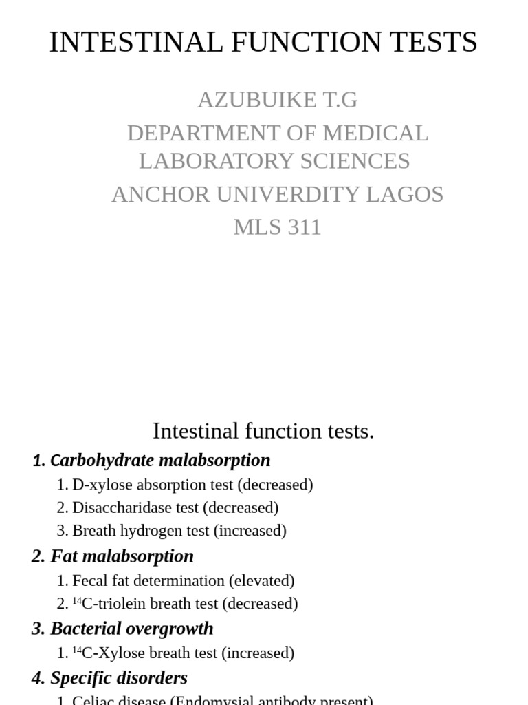 Intestinal Function Tests | PDF | Digestion | Stomach