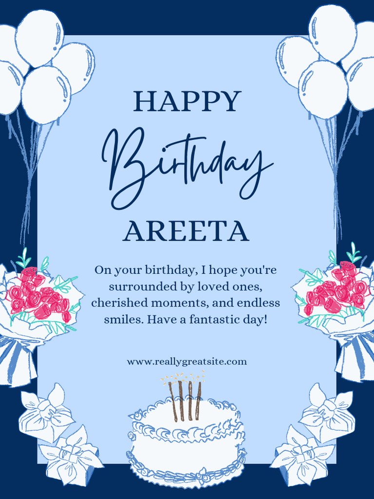 Blue Illustrative Happy Birthday Card | PDF