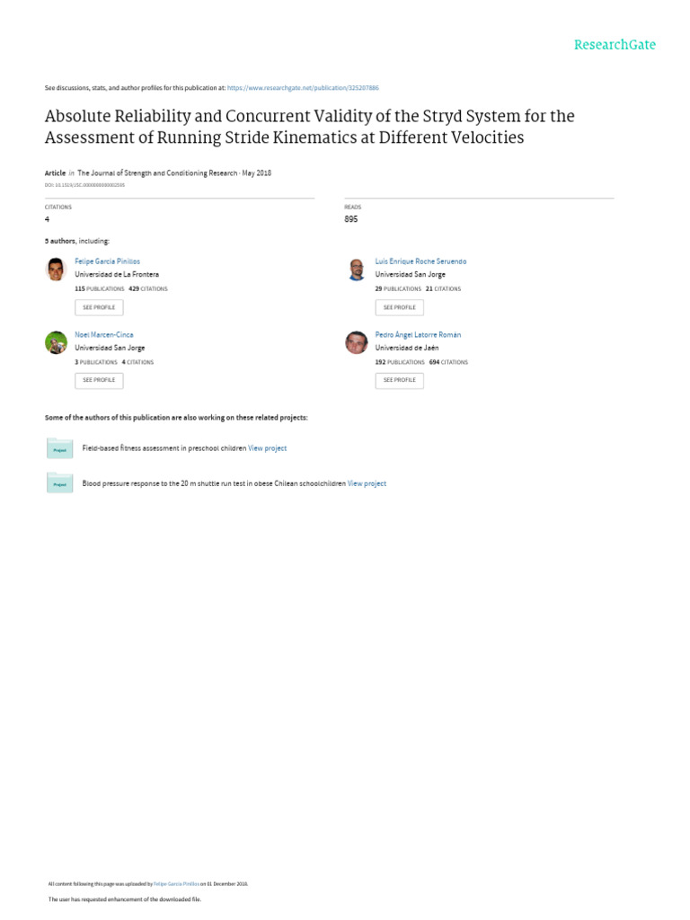 Absolute Reliability and Concurrent Validity of The Stryd System For The Assessment of Running ...