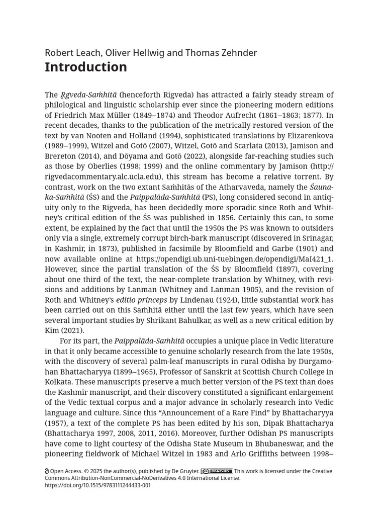 Robert Leach, Oliver Hellwig and Thomas Zehnder: R̥gveda-Sa Hitā | PDF ...