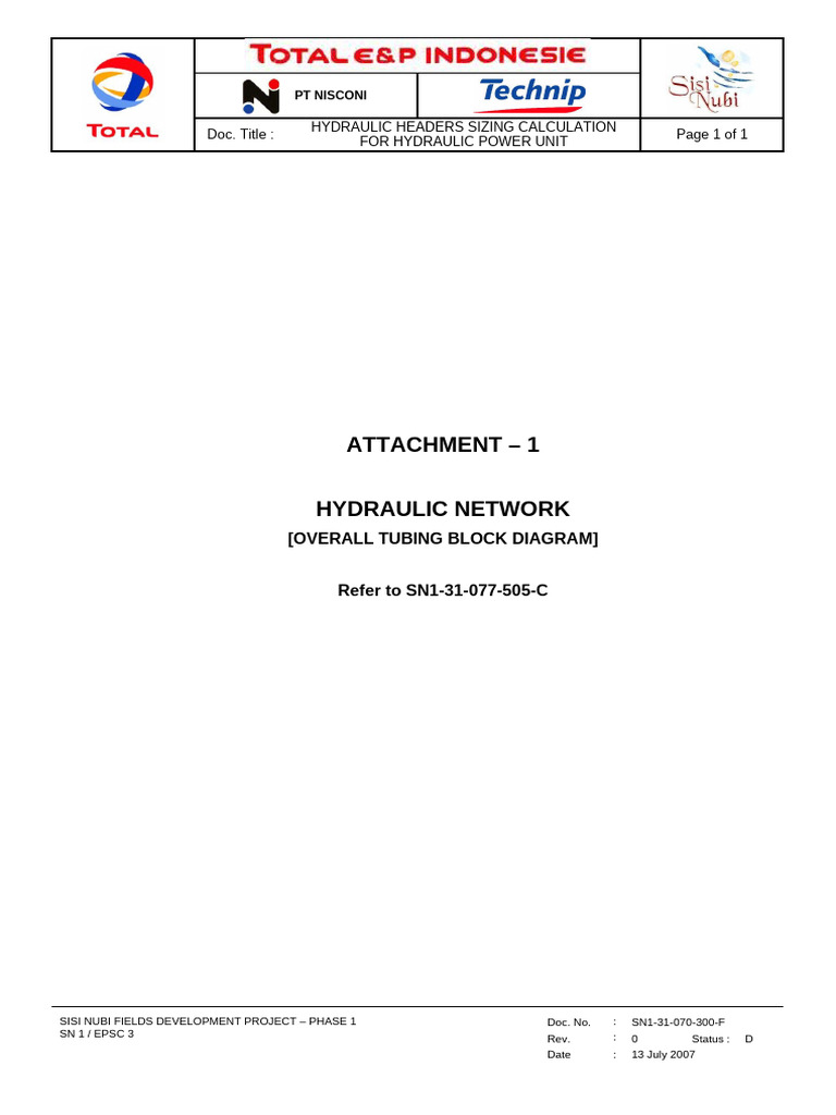 Attachment - 1 Hydraulic Network: Doc. Title: Hydraulic Headers Sizing Calculation For Hydraulic ...