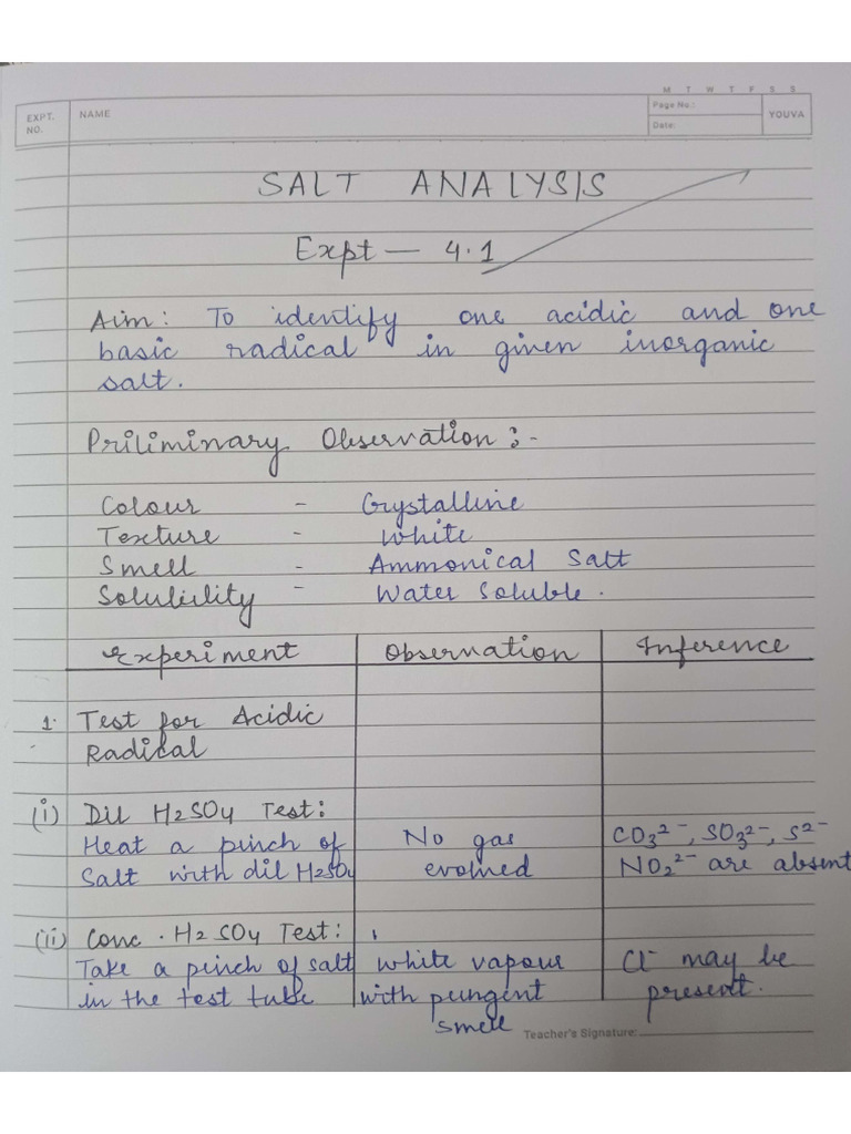 Salt Analysis | PDF