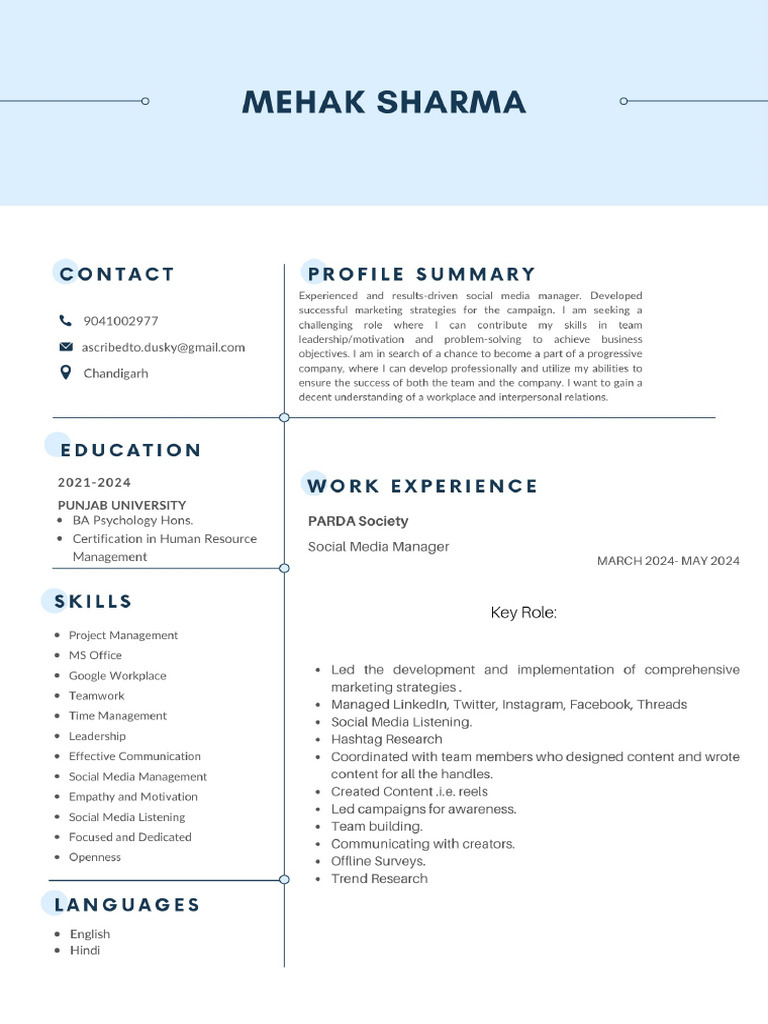Mehak Sharma CV | PDF