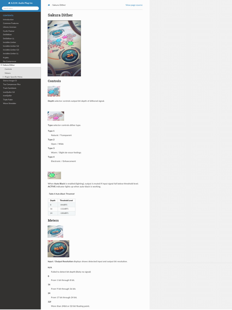 Sakura Dither - A.O.M. Audio Plug-Ins Documentation | PDF | Sound ...
