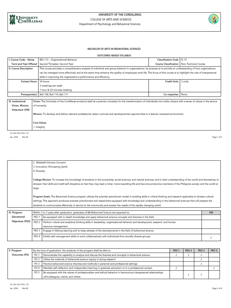 Bes 113 - Syllabus | PDF | Science | Learning
