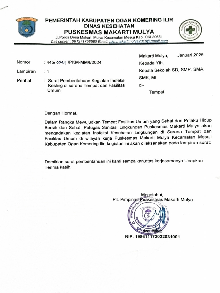 Surat Pemberitahuan Kegiatan IKL Tempat Fasilitas Umum | PDF
