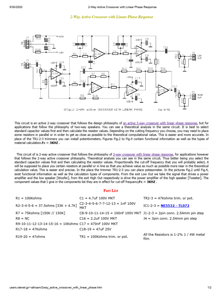 2-Way Active Crossover With Linear Phase Response | PDF | Loudspeaker ...