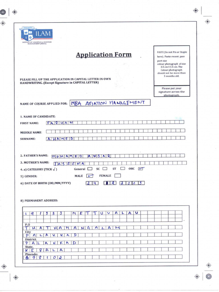 Filled PDF "FARHAN" | PDF