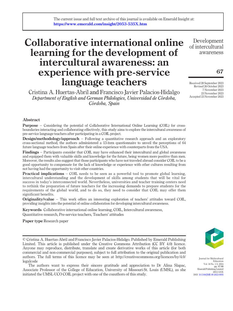 Collaborative International Online Learning For The Development of ...