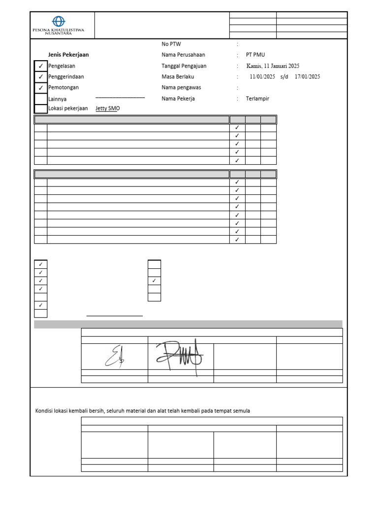PTW - Hot Work 11-01-2025 | PDF