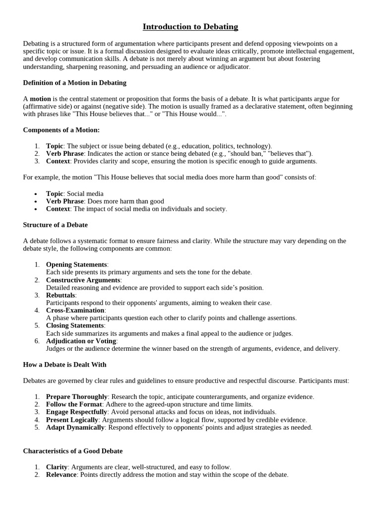 Introduction to Debating | PDF | Argument | Evidence