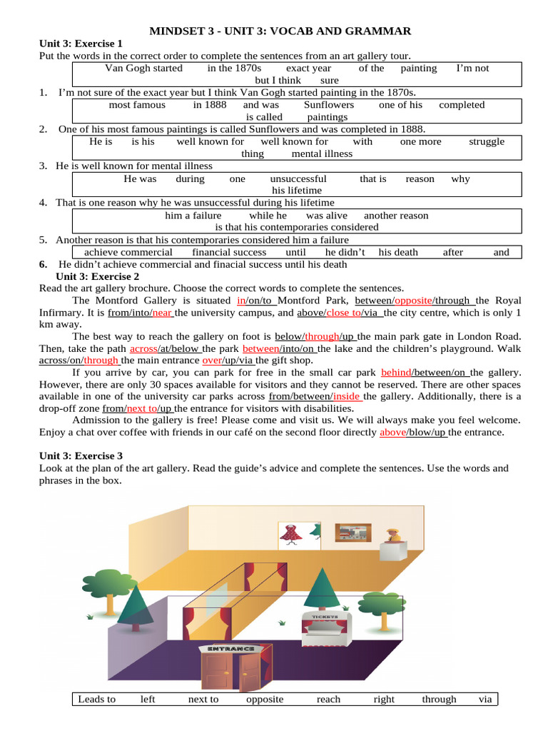 Art Gallery Vocabulary and Grammar Guide | PDF