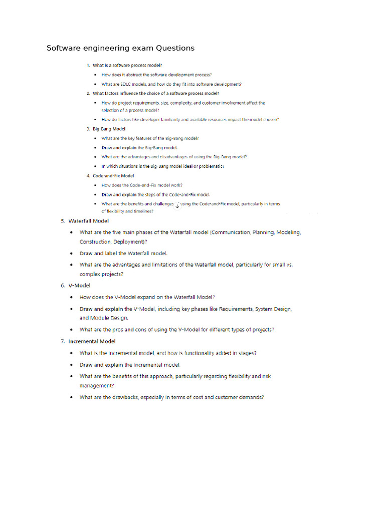 Software Engineering Exam Questions | PDF