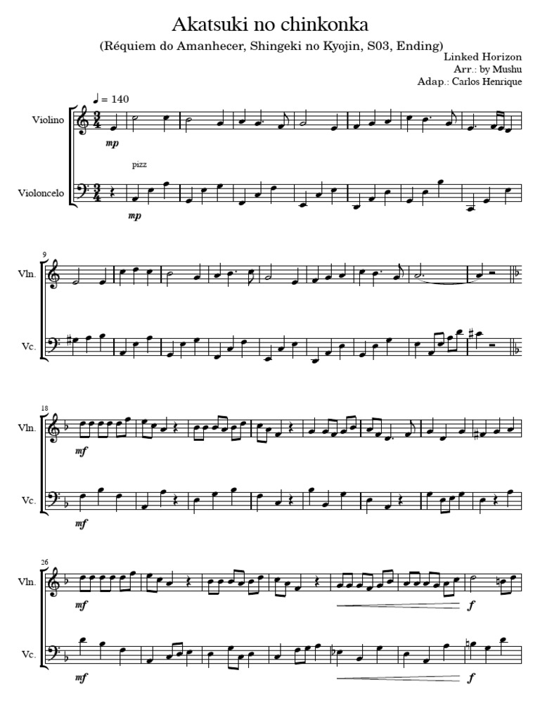 Rquiem Do Amanhecer From Atack On Titan S Ending | PDF