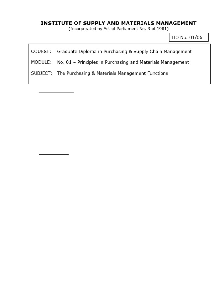 The Purchasing & Materials Management Functions 2 | PDF | Business ...