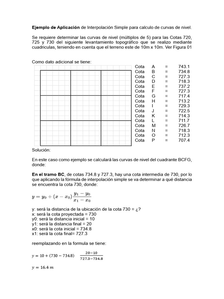 Ejemplo de Aplicación de Interpolación Simple para calculo de curvas de ...