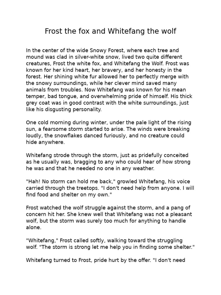 Frost The Fox and Whitefang The Wolf | PDF