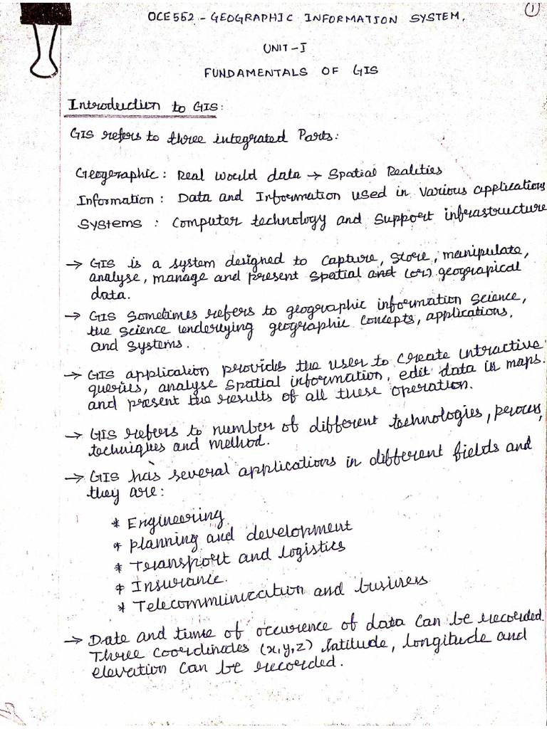 GIS (Unit 1 - Notes) | PDF