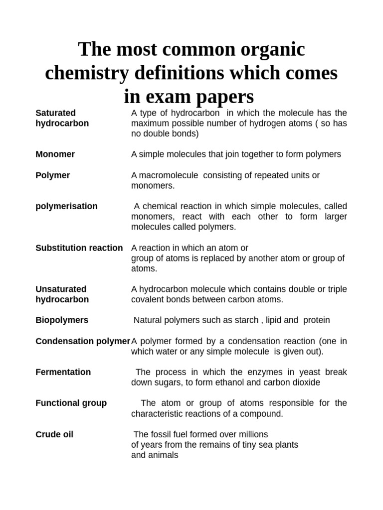Common Organic Chemistry Terms | PDF | Hydrocarbons | Molecules