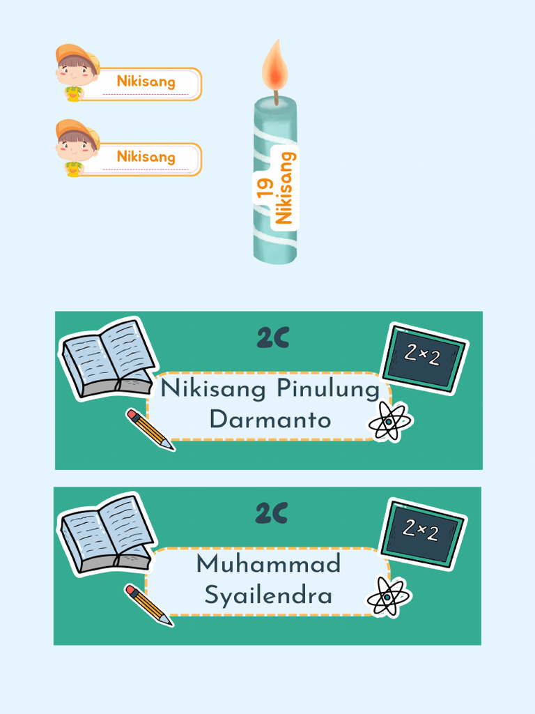 Hijau Dan Kuning Ilustrasi Nama Anak Label Siswa PDF | PDF