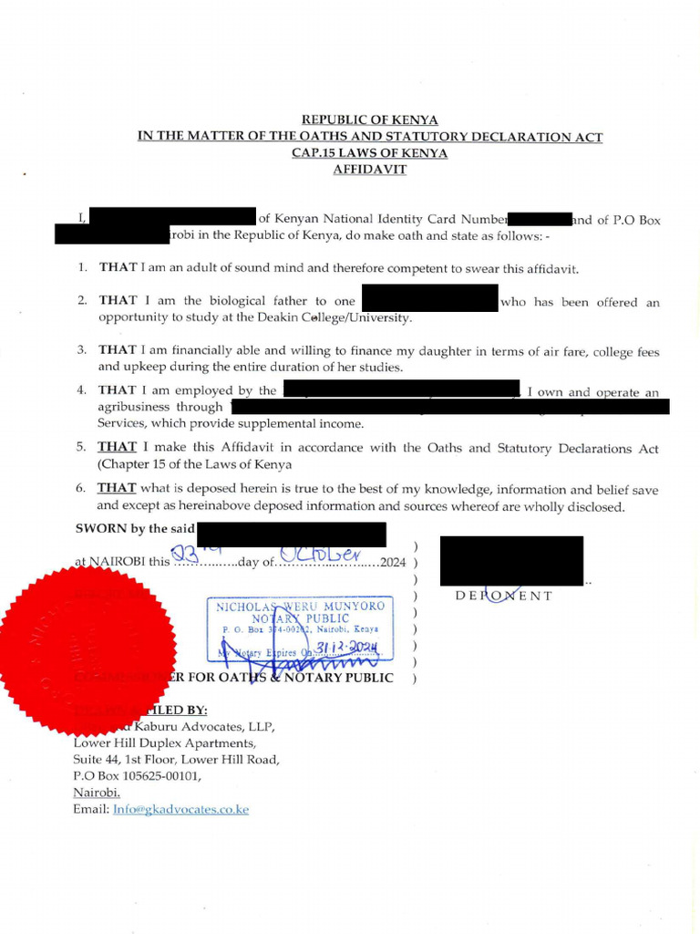Affidavit of Financial Sponsorship SAMPLE | PDF