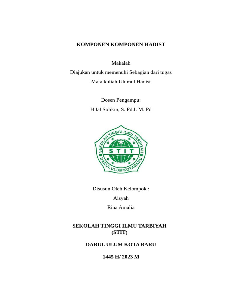 Komponen Utama dalam Hadis | PDF