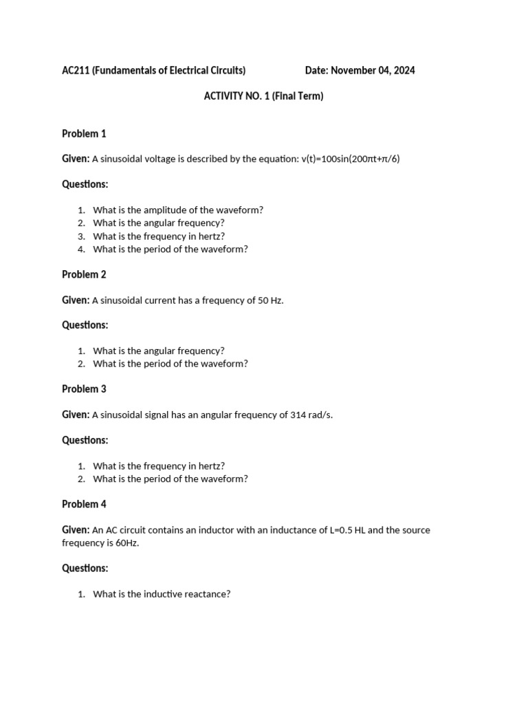 ACTIVITY 1 Final - CPE - Fund of Electrical - 11042024 | PDF