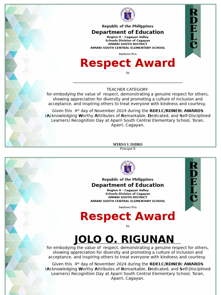 RDELC 2024 Certificate | PDF | Philippines