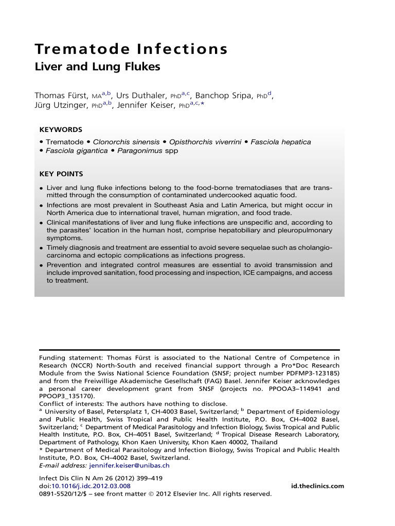 Trematode Infections | PDF | Diseases And Disorders | Clinical Medicine