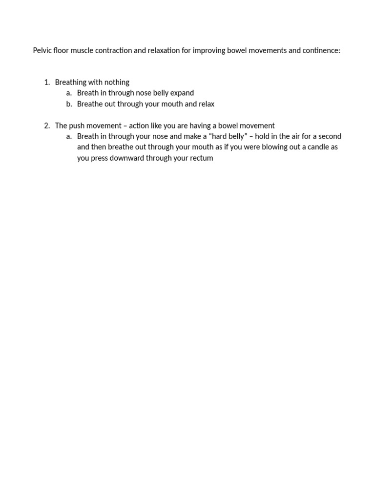 Pelvic Floor Muscle Contraction and Relaxation For Improving Bowel ...