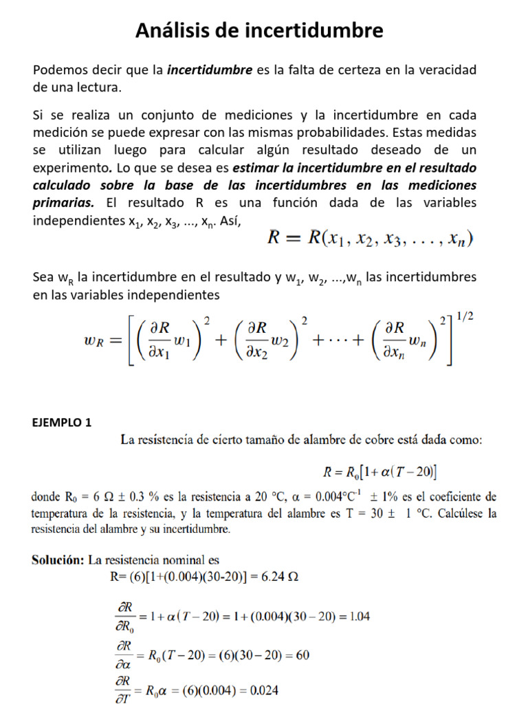 Análisis de la Incertidumbre en Mediciones | PDF
