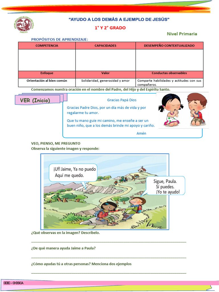 ACTIVIDAD 1 Y 2, Setiembre Reli | PDF | Amor | Jesús