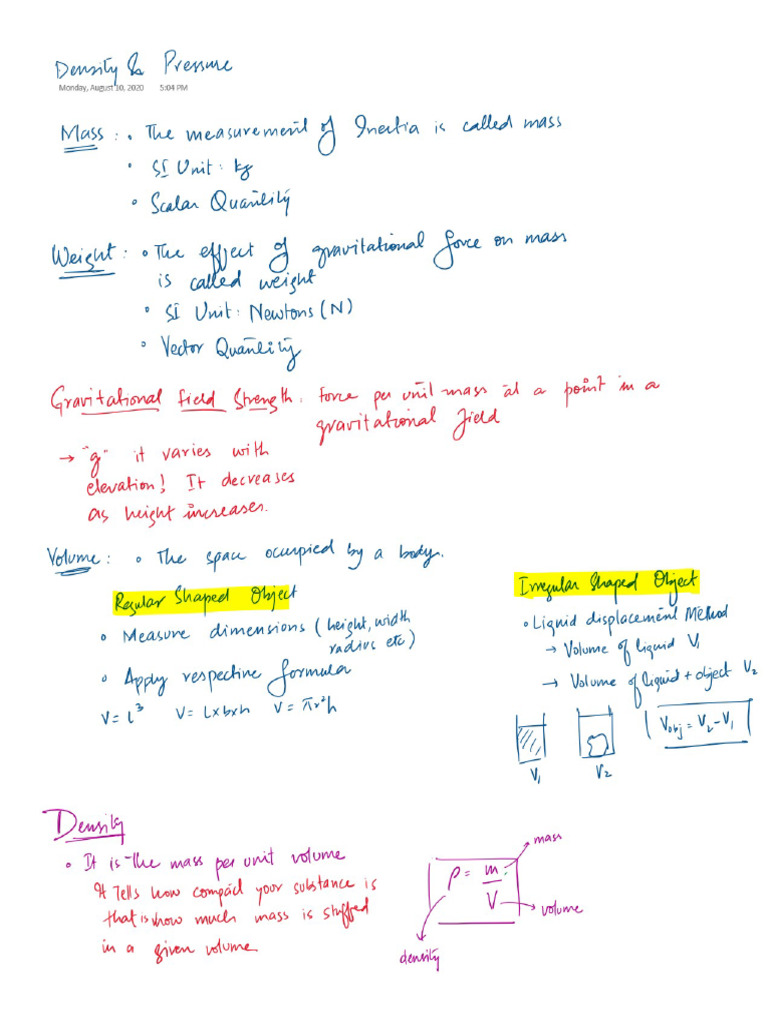Density and Pressure | PDF