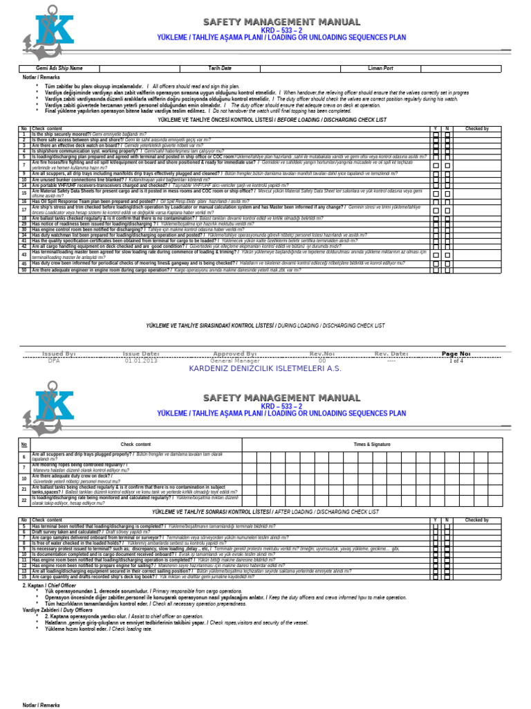 KRD-533-2 Yukleme Tahliye Aşama Planı | PDF
