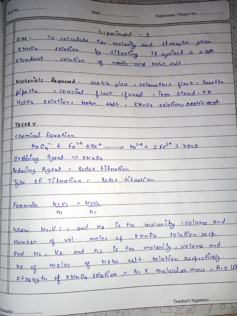 Chemistry lab manual exp 1 to 11 | PDF